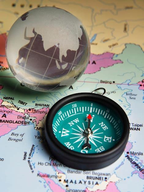 Premium Photo High Angle View Of Crystal Ball And Navigational