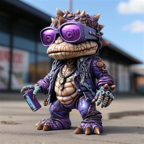 Premium Photo Gangster Barney Unleashed Full Body Pose From Head To Toe Blurple Style