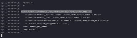 error cannot find module opt render project src dist src index js