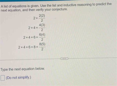 Solved A List Of Equations Is Given Use The List And Inductive