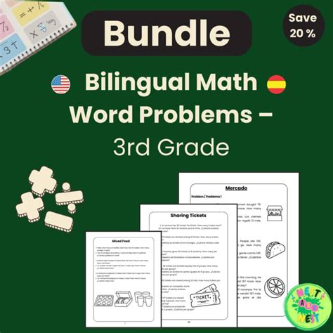 Bilingual Math Word Problems Bundle 3rd Grade English And Spanish By