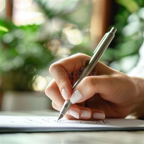 Close Up Of Business Woman Hand Writing Notes With A Pen Stock Image Image Of Document