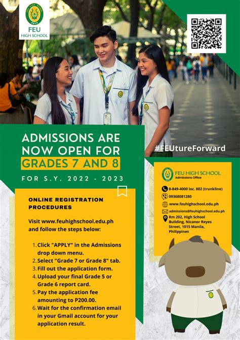 Feu High School Grades 7 8 And 11 Admissions Are Now Open For Sy