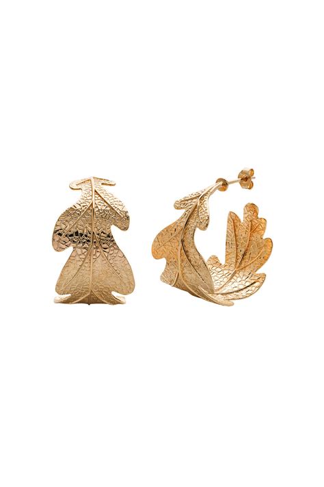 Oak Leaf Earrings Gold Plated Karen Walker
