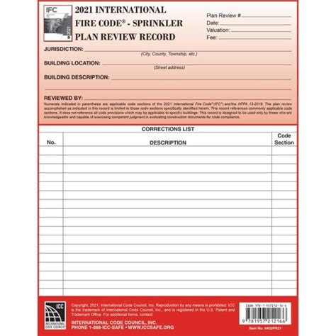 2021 International Fire Code Sprinkler Plan Review Records