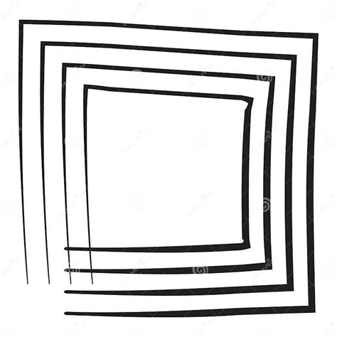 Concentric Square Element Square With Drawn Lines Vector Illustration Element Stock Vector