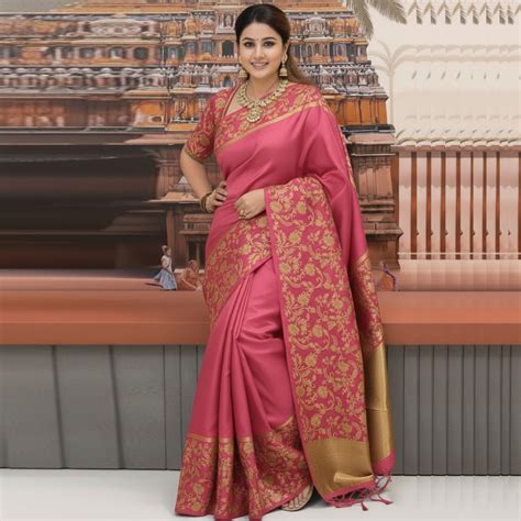 Premium Pure Katan Silk Banarasi Saree Deep Pink With Golden Zari