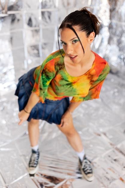 Premium Photo High Angle Stylish Woman Posing