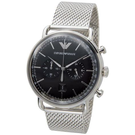 [new]emporio Armani Emporio Armani Mens Watch Ar11104 Aviator Abietaburakku X Silver Be