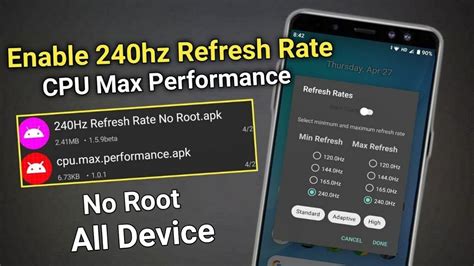 Enable 240hz Refresh Rate Max Cpu Performance On Any Android No