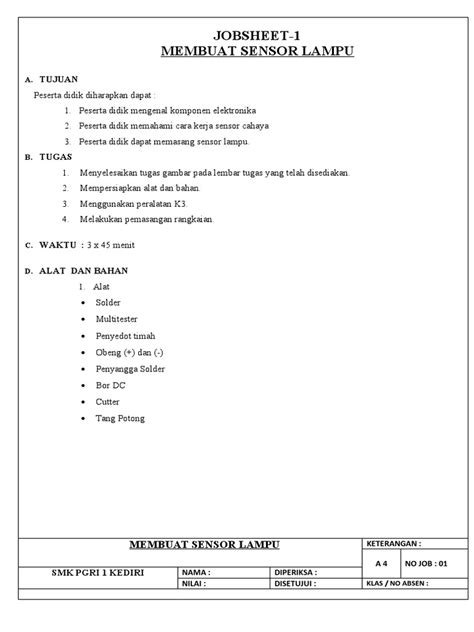 Job Sheet 1 Sensor Lampu Pdf