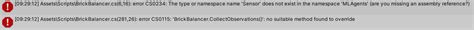 The Type Or Namespace Name Sensor Does Not Exist In The Namespace Mlagents Error Cs0234