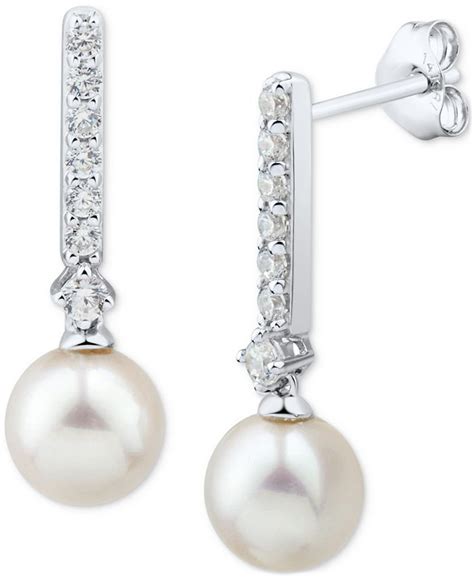 Honora Cultured Freshwater Pearl 6mm And Diamond 15 Ct Tw Drop