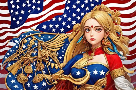 Premium Ai Image Hindu Manga Anime Girl Dressed As American Flag