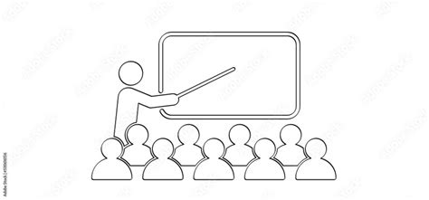 Cartoon Stickman Business Or Teacher Represented By Presentation Stick
