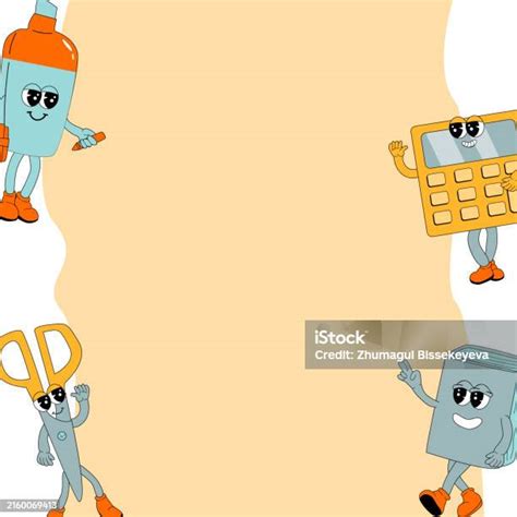 Y2k Background With School Characters In Retro 00s 80s Style Back To