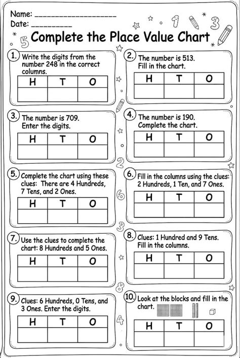 Complete The Place Value Chart Worksheet Download And Print Now