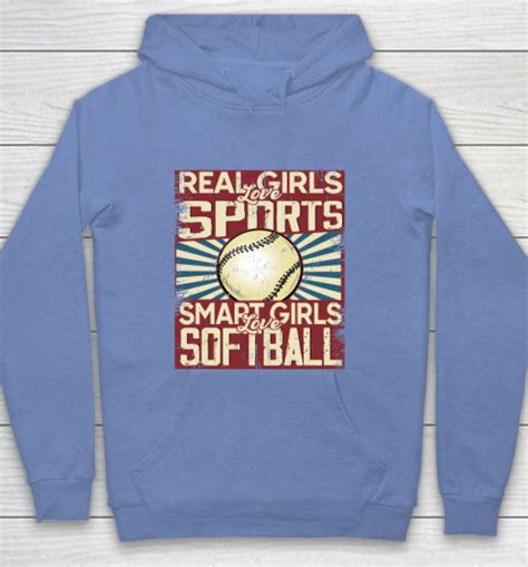 Real Girls Love Sports Smart Girls Love Softball Youth Hoodie Tee For