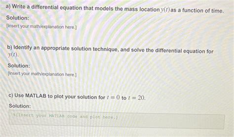 Solved Problem 3 Consider The Spring Mass System Shown
