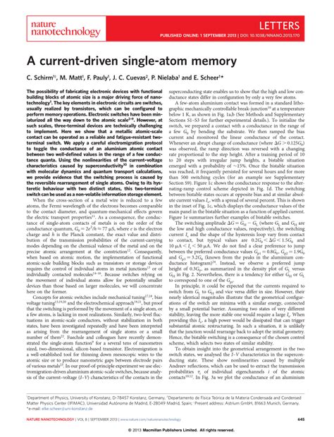 Pdf A Current Driven Single Atom Memory