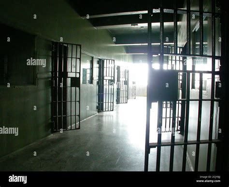 View Inside Closed Jail Cell Block In An Unused Rundown Government