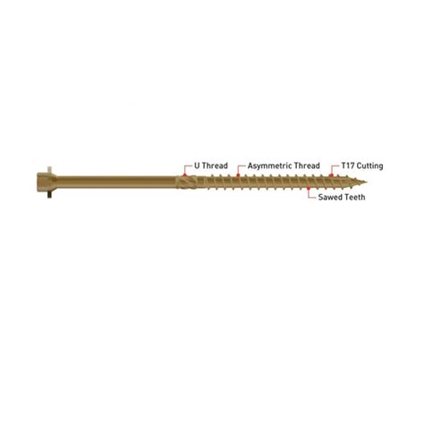 6 5 X 100mm Hex Washer Head Screw Yellow Zinc And Gold Nano