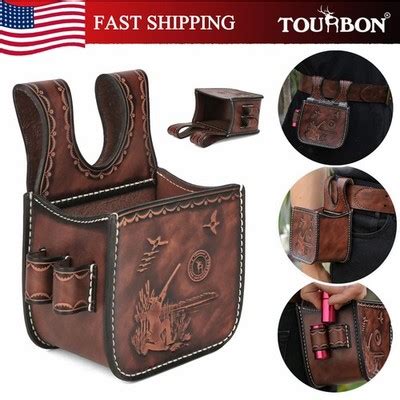 Tourbon Leather 12ga Shell Box Belt Pouch Shotgun Ammo Skeet Trap Clay