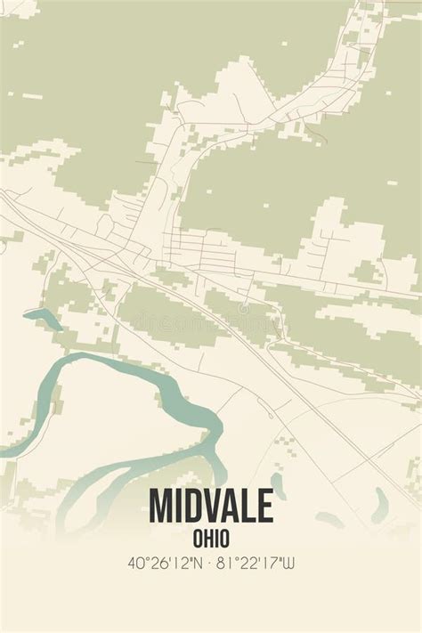 Retro Us Map Of Midvale Ohio Vintage Street Map Stock Illustration
