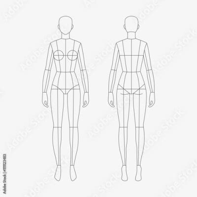 Female Body Mannequin Woman Body Front And Back View Vector Posters