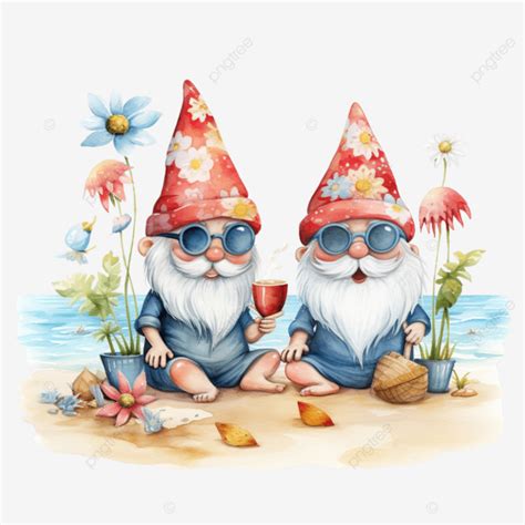 Summer Gnomes Watercolor Clipart Beach Gnomes Summer Clipart Beach