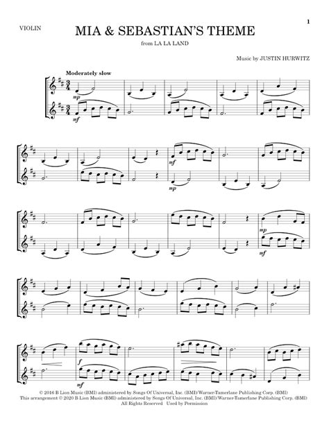 Play Official Version Of Mia And Sebastians Theme Sheet Music By Justin