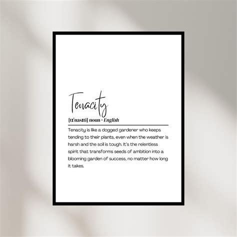 Tenacity Definition Motivational Wall Art Inspiring Decor Wooden Framed Print Office Decor