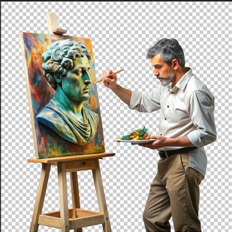 Abstract Illustration From 3d Rendering Of A White Marble Bust Of Male