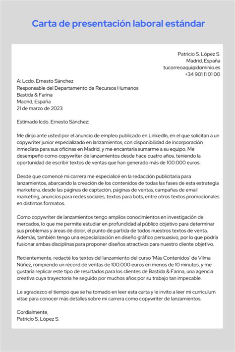 Carta de presentación laboral consejos y ejemplos para redactarla