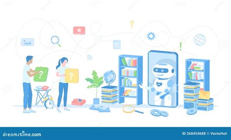 Chatbot Chatting Customer Support Help Services Ai Assistant Woman And Man Ask Questions