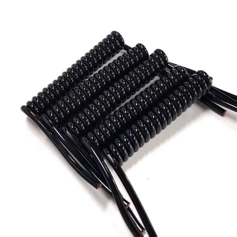 2 Core Pu Jacket 20awg Spiral Coiled Cable Retractable Extension Cord