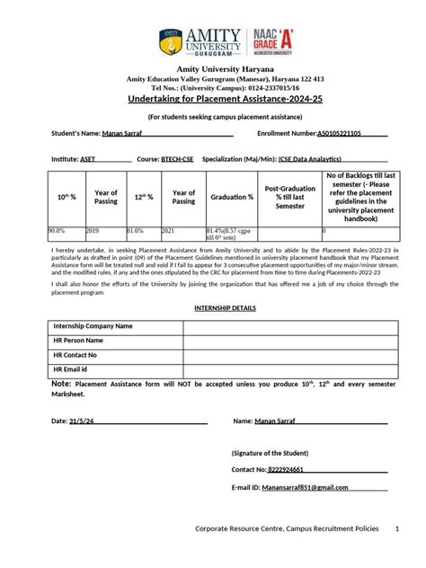 Seeking Placement Assistance Student Declaration Form 2024 25 1