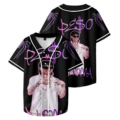 Rapper Peso Pluma Baseball Jersey Mercch World Tour Harajuku Purple