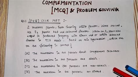 Genetics Complementation And Complementation Test Questions