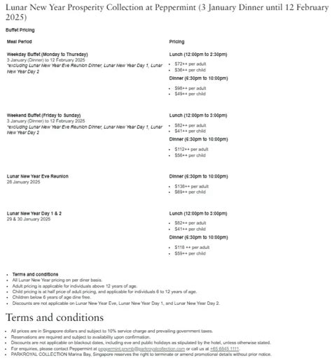 Peppermint Buffet Menu Singapore And Updated Prices 2025