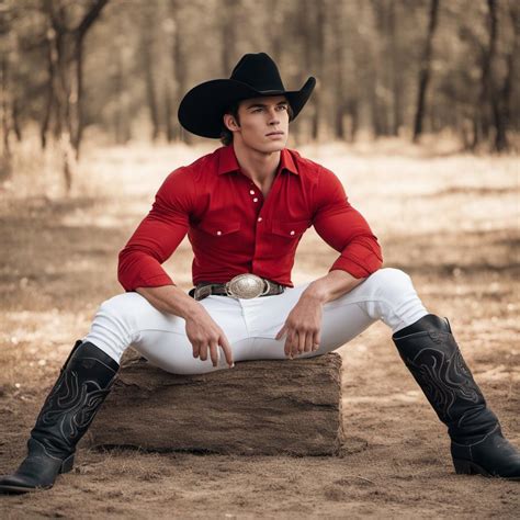Teen Cowboy Proudly Wearing His Boots Spreadeagled By Fenixero On