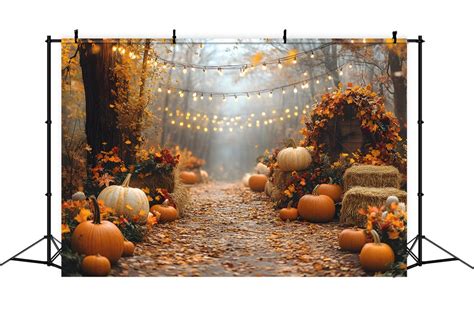 Fall String Lights Illuminating Pumpkin Backdrop Rr8 316 Dbackdrop