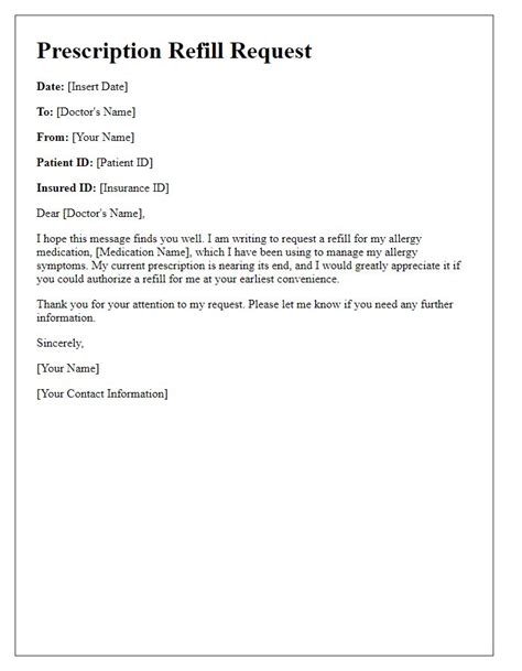 Letter Template For Prescription Refill Request To Doctor Free