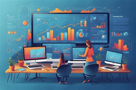 Premium Ai Image Computer Screens Modern Infographic Statistics And