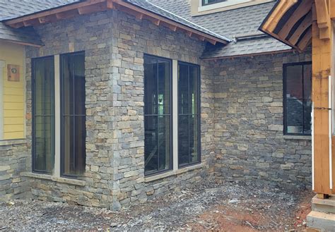 Mooresville Real Thin Stone Veneer Drystack Ashlar Installation