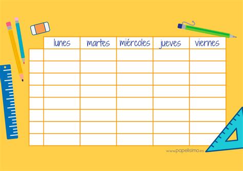 Plantilla De Horario Semanal Manualidades Horarios Para Imprimir My
