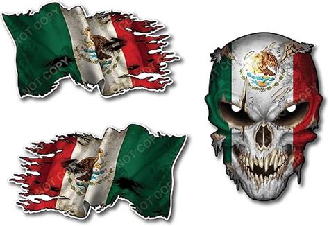 Decals By Haley Calcomanía De Calavera De Bandera De País De México