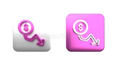 Colorful Dollar Rate Decrease Icon Isolated On White Background Cost