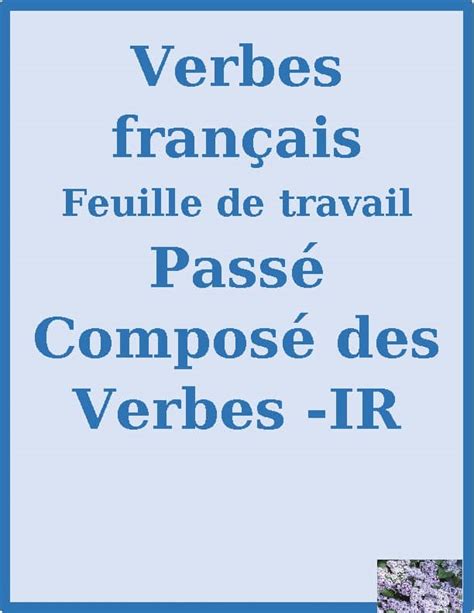 Passé Composé Ir French Verbs Worksheet By Jer520 Llc Tpt