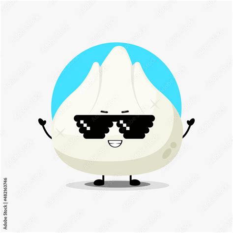 Cute Dumpling Character Wearing Pixel Glasses Stock Vector Adobe Stock